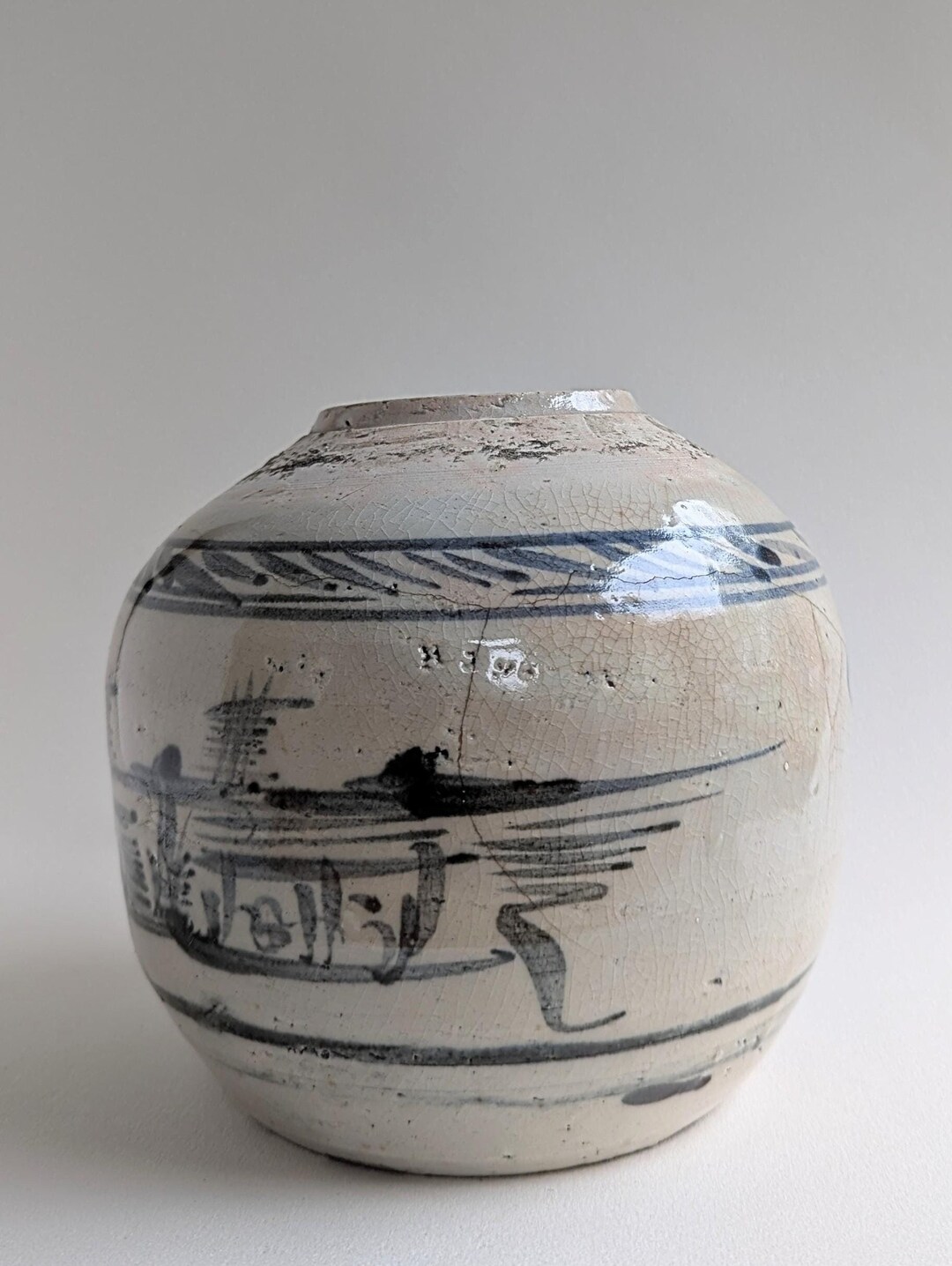 Large Antique Chinese Ginger Jar, Corby Castle Provenance, Hand Painted ...