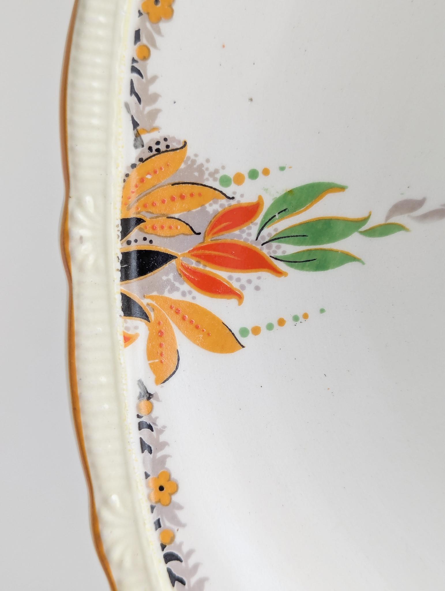 Vintage H&K Tunstall Square Plate, Orange Floral Design - Etsy