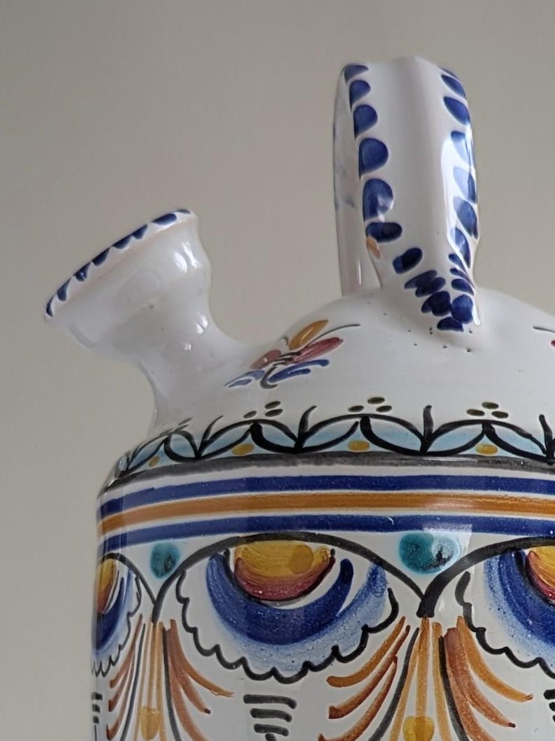 Traditional Colourful Spanish Water Jug, Double-spouted Botijo ...