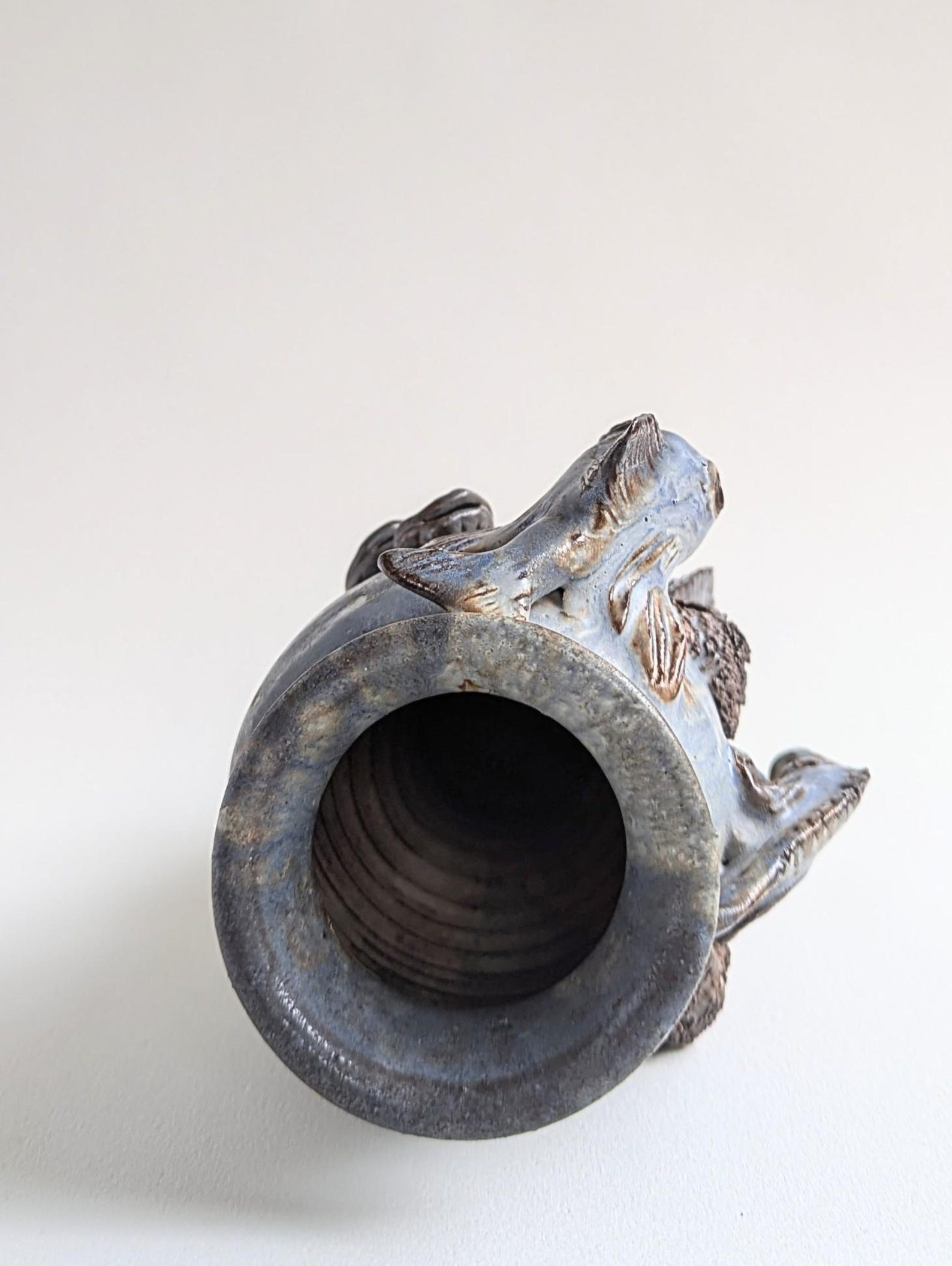 Rare Mid Century Blue Fish Cristofer Crete Vase, Handmade Stoneware ...