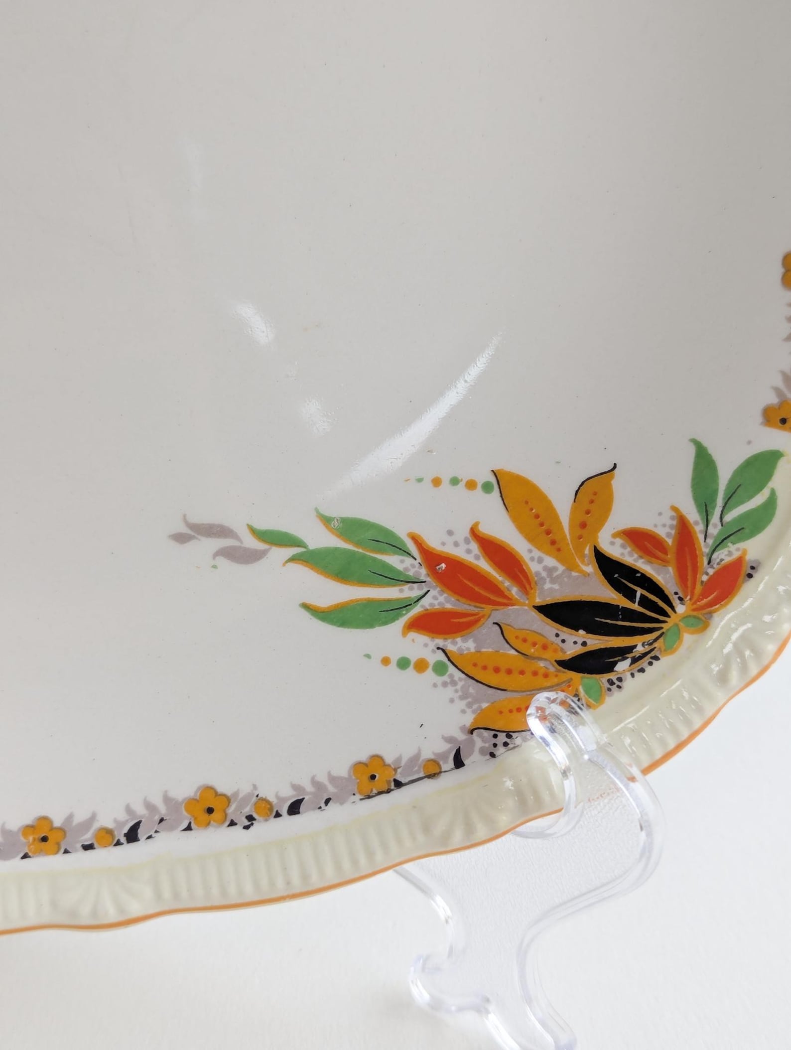Vintage H&K Tunstall Square Plate, Orange Floral Design - Etsy