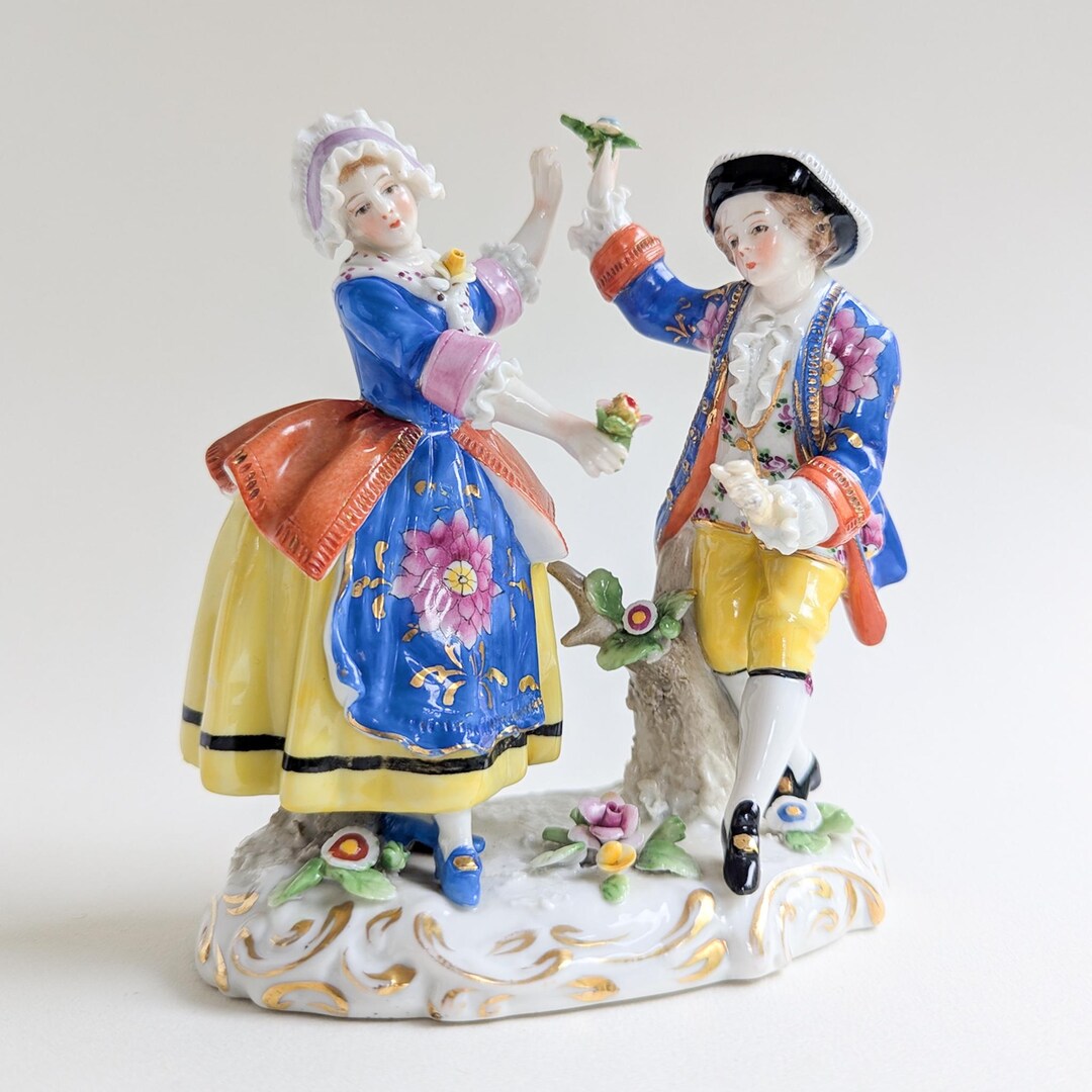 Antique Samson Figure of Dancing Couple, Colourful Chelsea Style ...