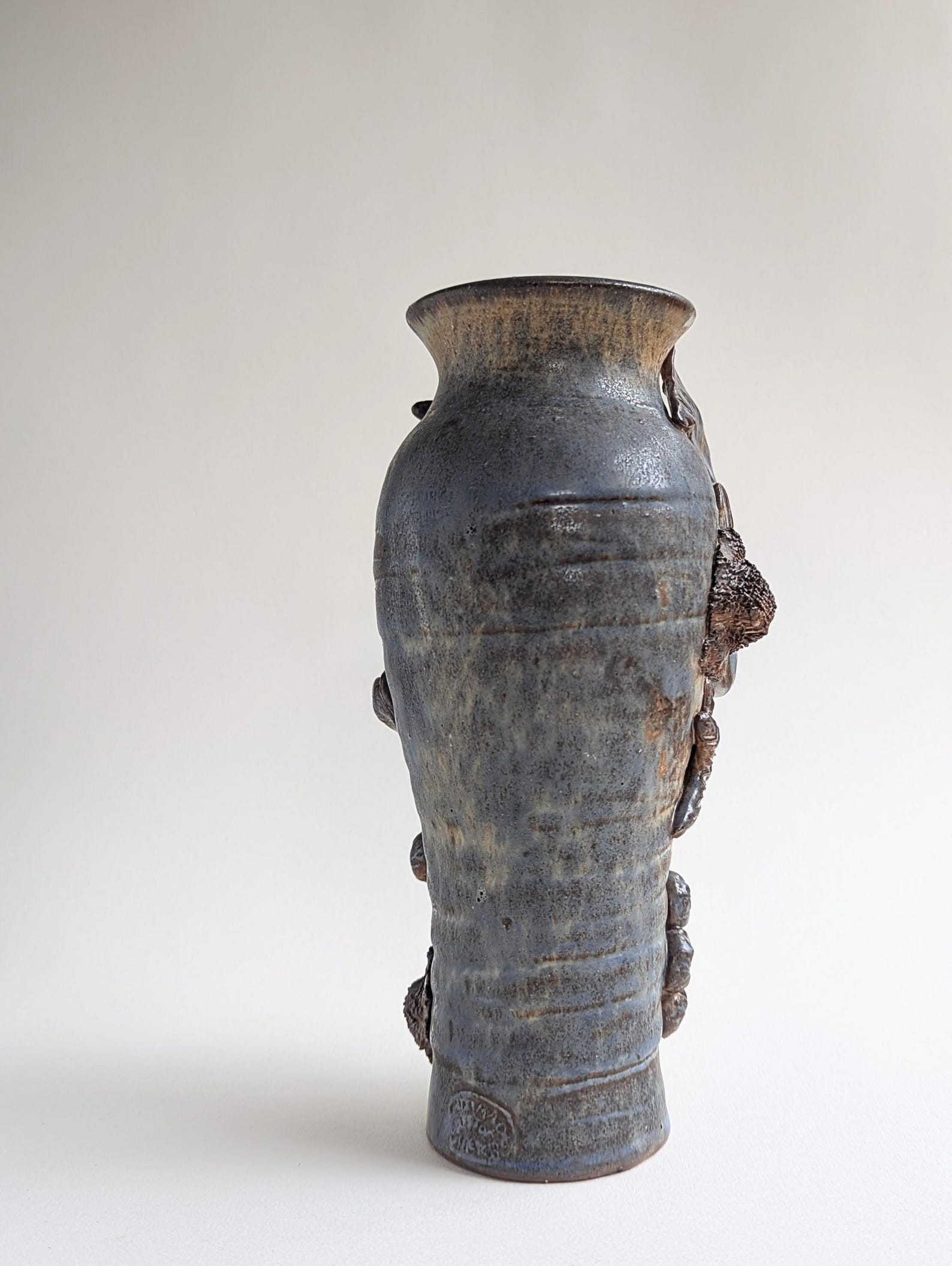 Rare Mid Century Blue Fish Cristofer Crete Vase, Handmade Stoneware ...