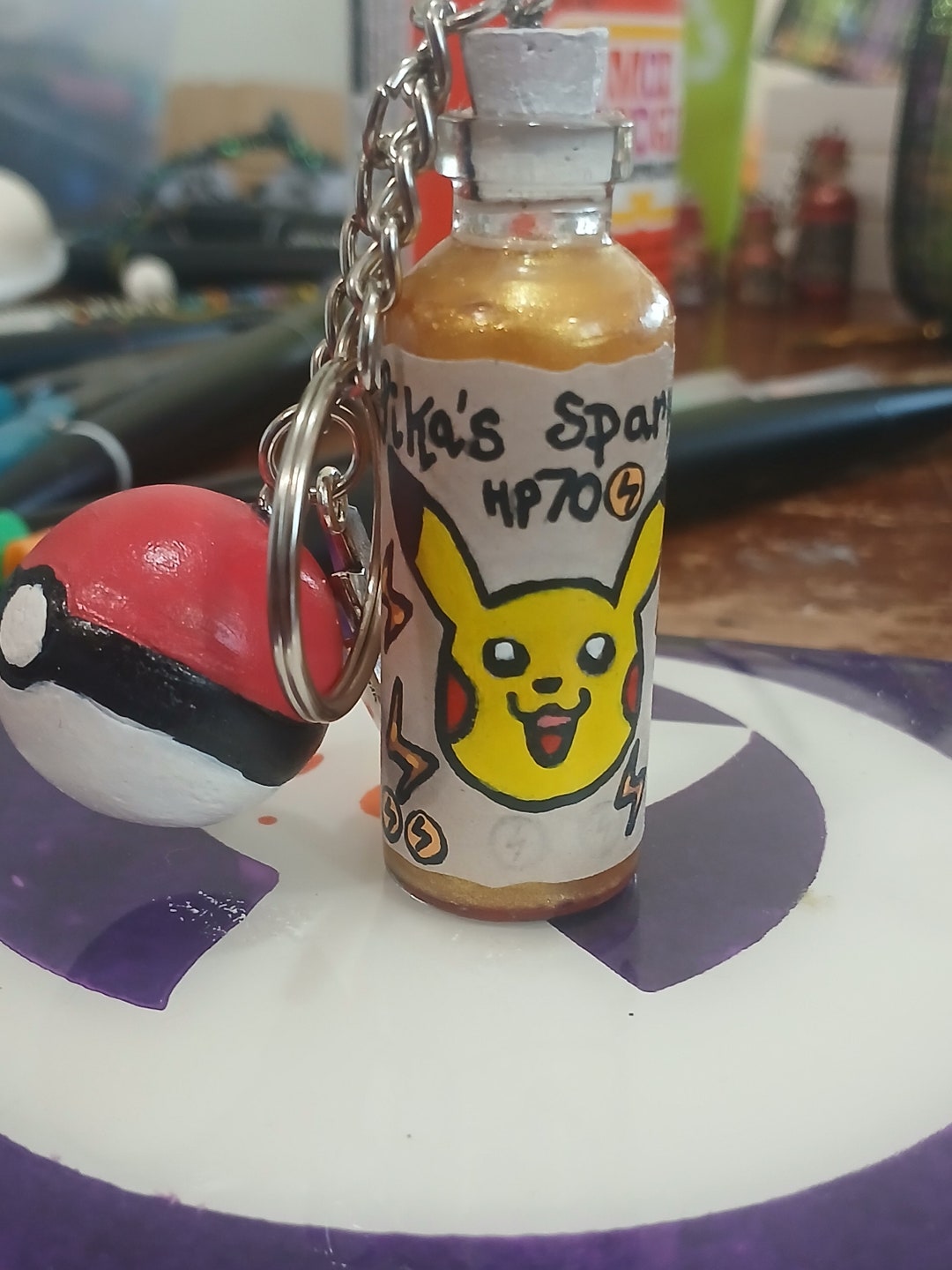Handmade Pikachu Potion/ Pikachu Keychain/ Gift for Pokemon Fans - Etsy