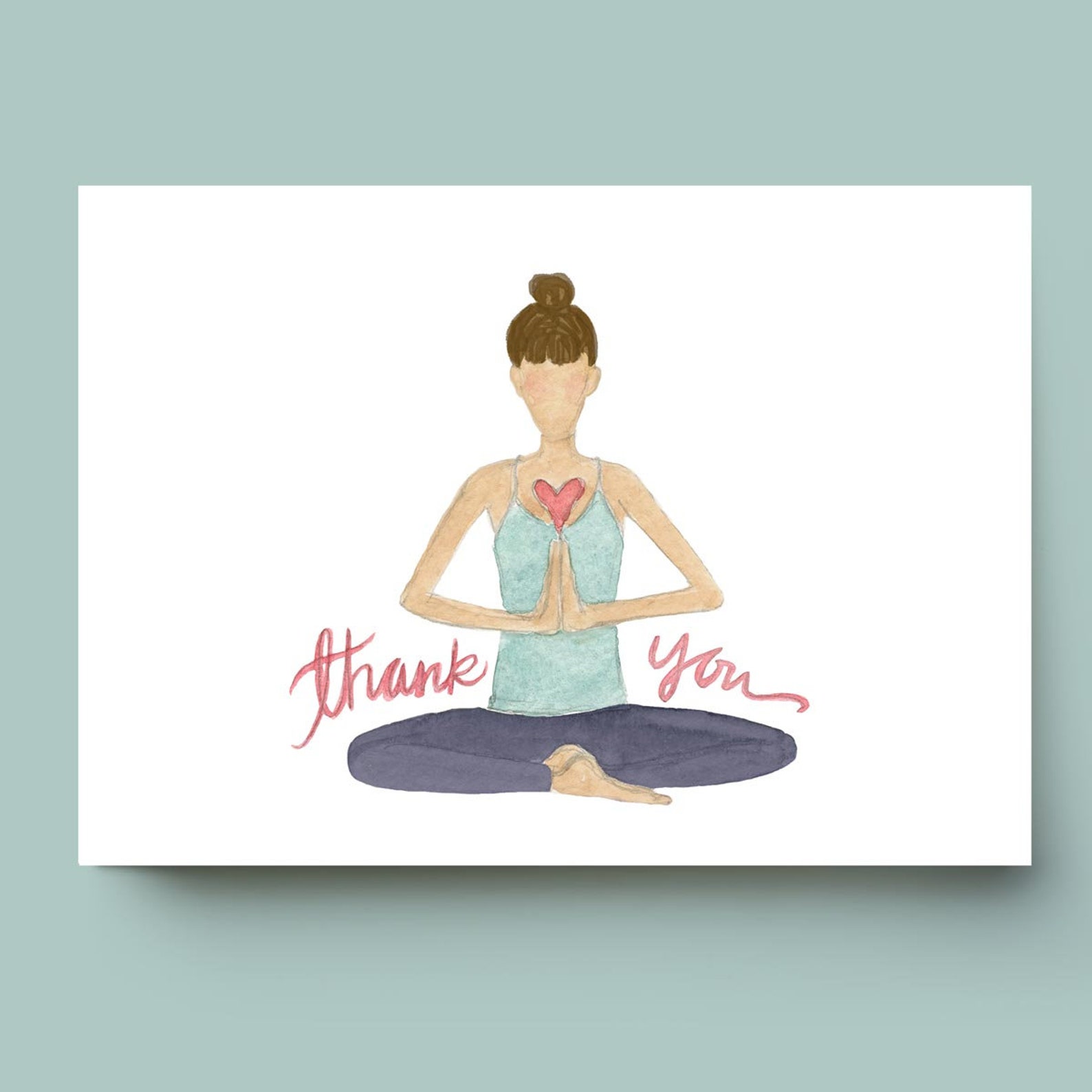 Thank You Yogi Watercolor Yoga Thank You Card // Blank - Etsy Norway