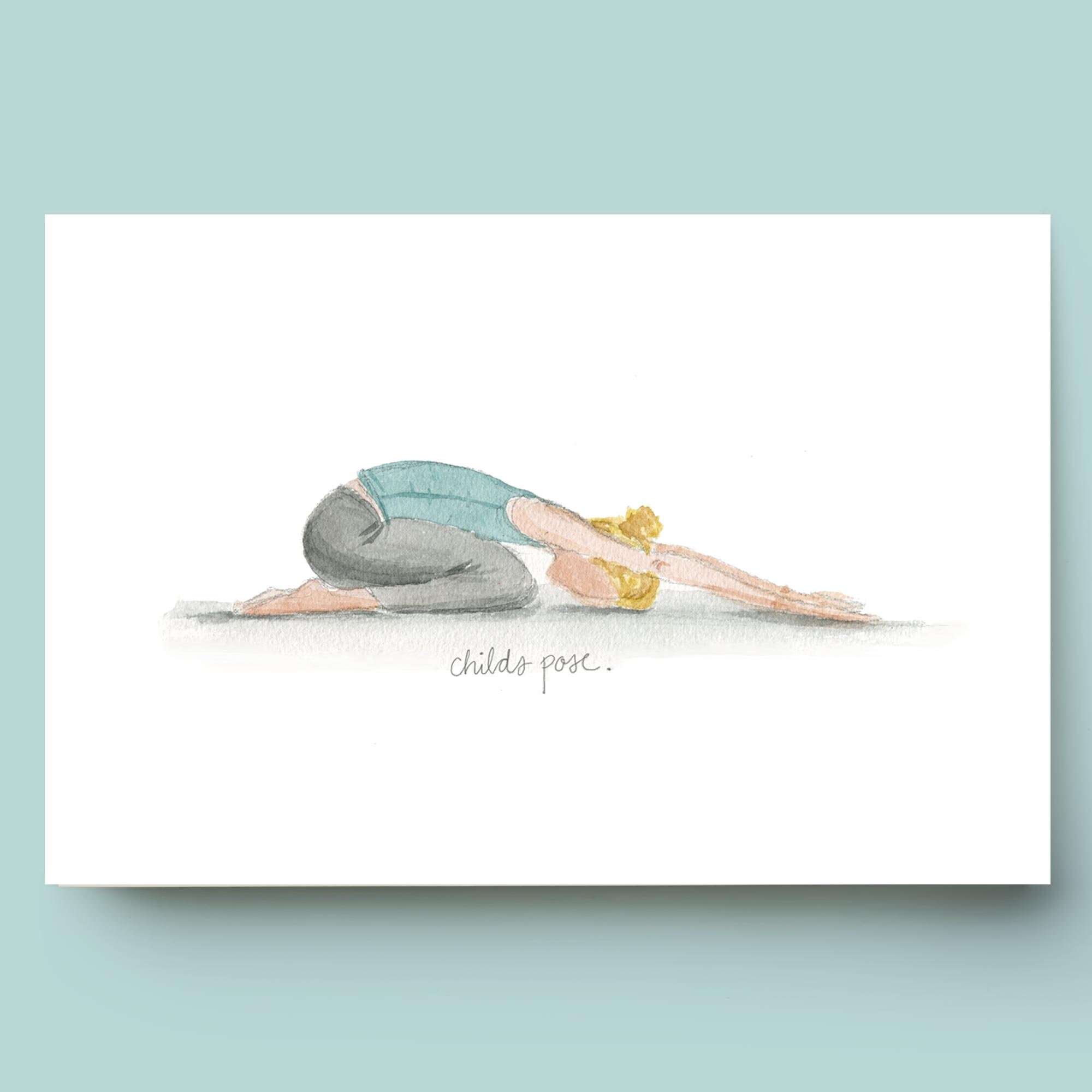 Child's Pose - Blank Yoga Pose Greeting Card // Yoga Card // Blank ...