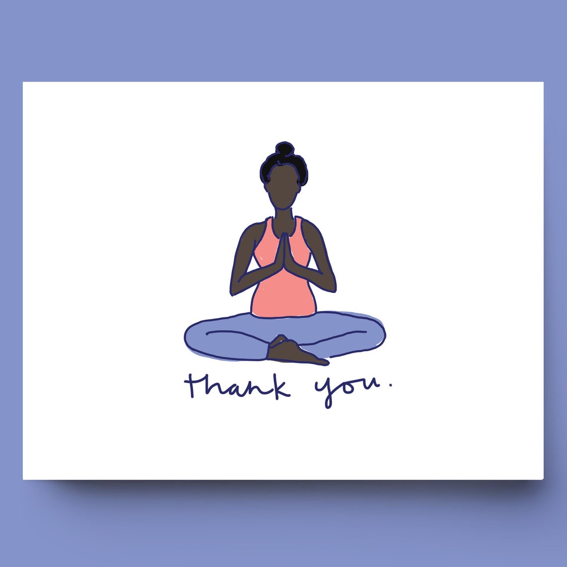 Thank You Yogi Hand-drawn Yoga Thank You Card // Blank Inside // Yoga ...
