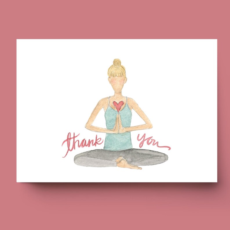 Thank You Yogi Watercolor Yoga Thank You Card // Blank - Etsy
