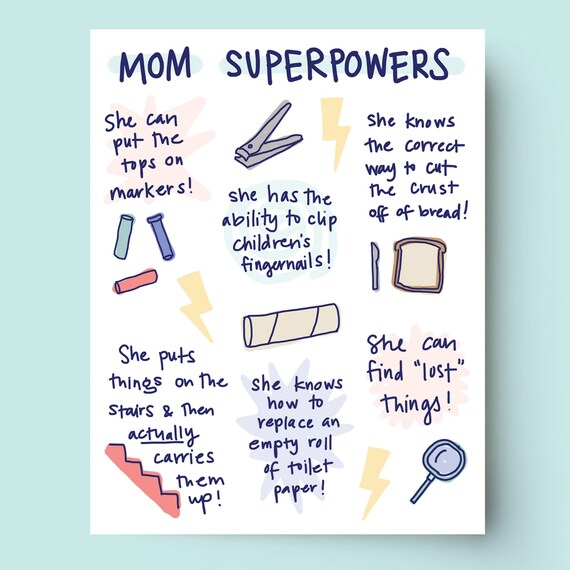 Mom Superpowers Card // Mom Card // Card for Mom // - Etsy