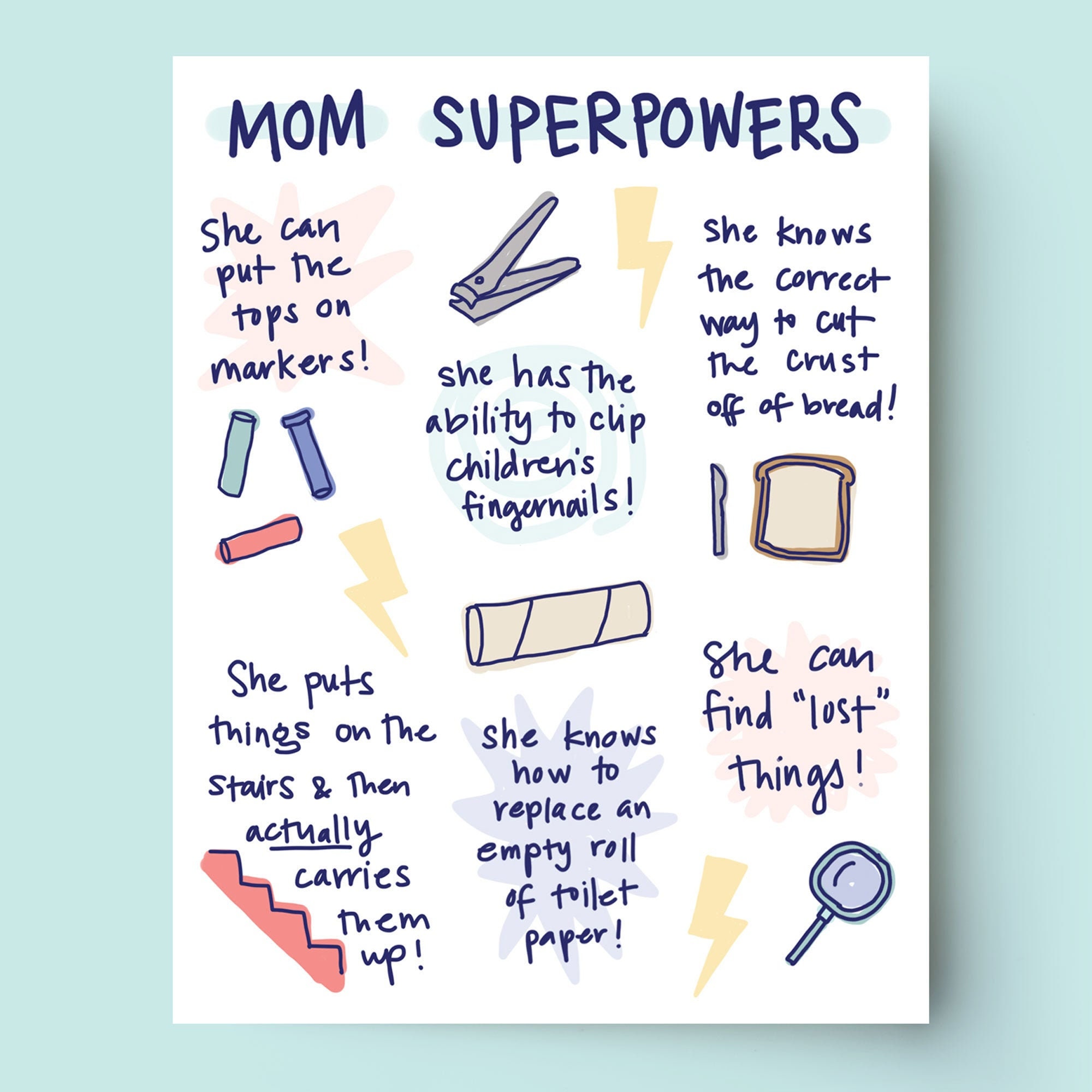 Mom Superpowers Card // Mom Card // Card for Mom // Mother's Day Card ...