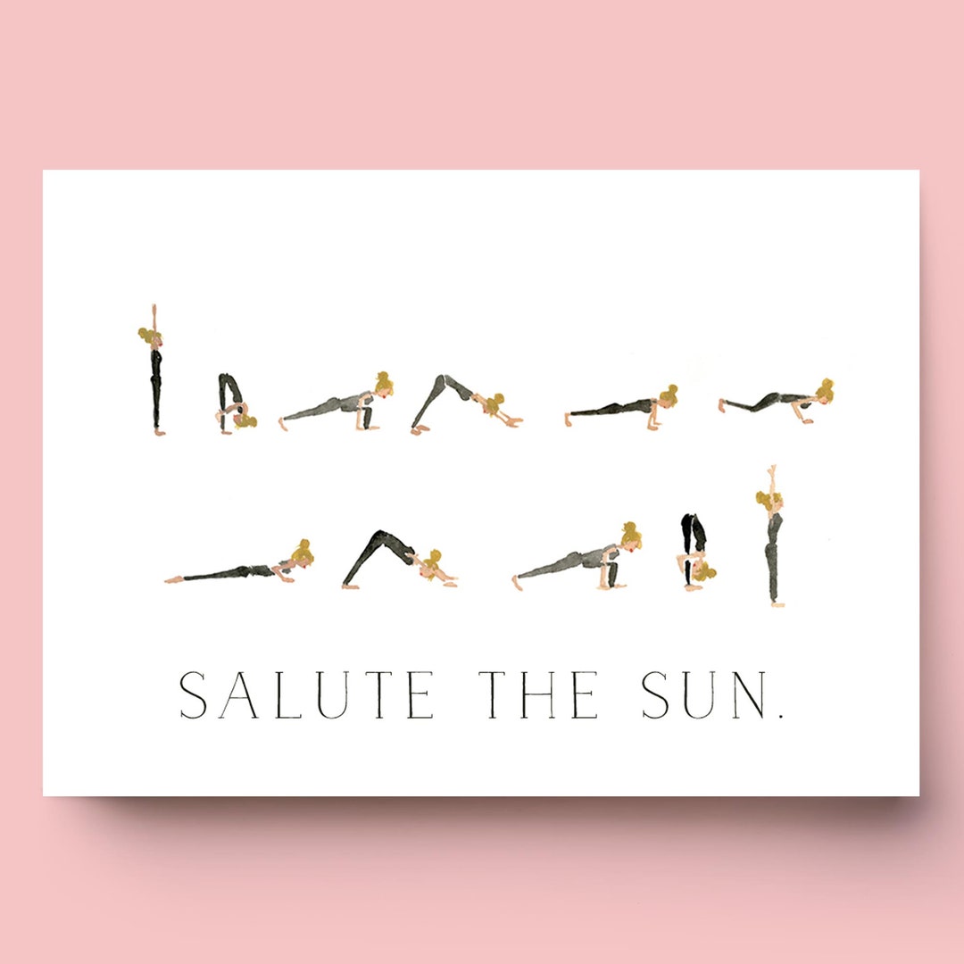 Salute the Sun - Blank Yoga Pose Greeting Card // Yoga Card // Sun ...