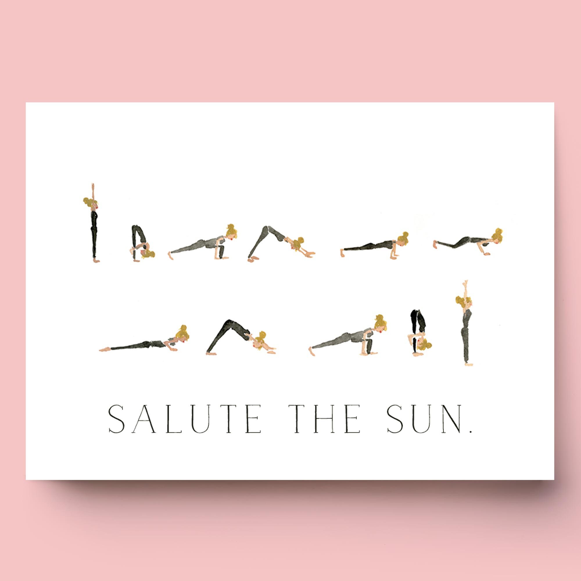 Salute the Sun - Blank Yoga Pose Greeting Card // Yoga Card // Sun ...