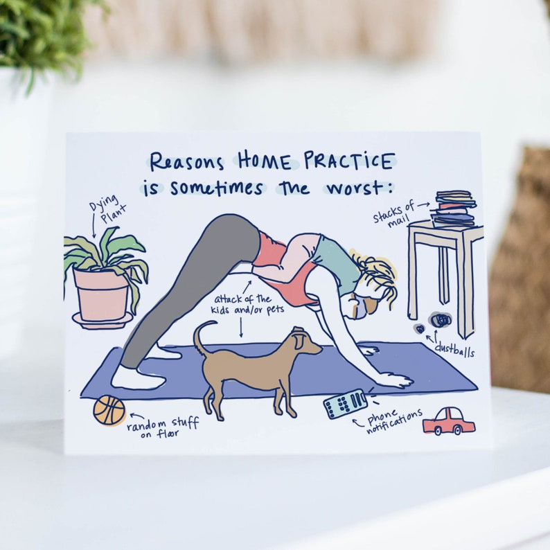 Home Practice Card // Blank Inside // Yoga Cards // Yoga Stationary ...