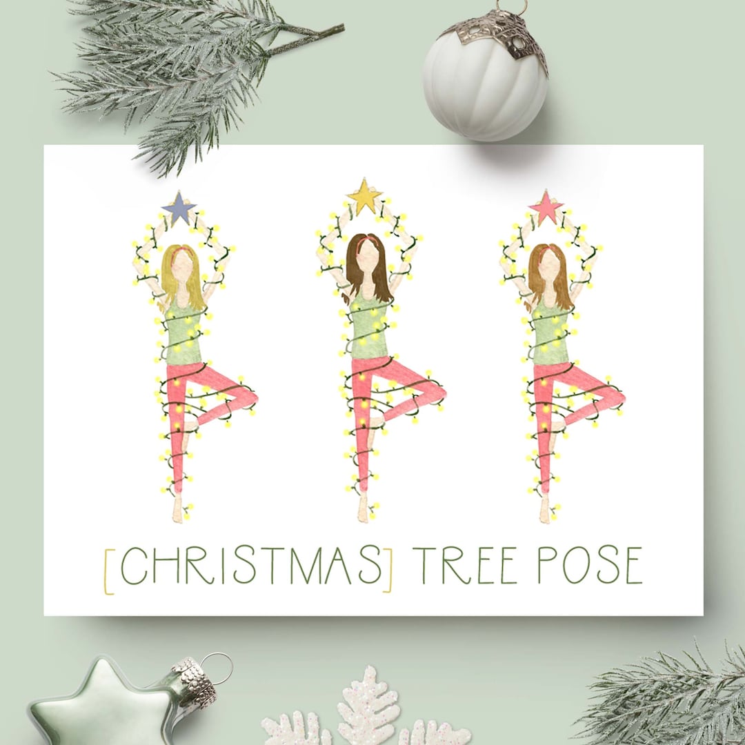 Christmas Tree Pose, Yoga Holiday Card // Blank Inside // Yoga ...