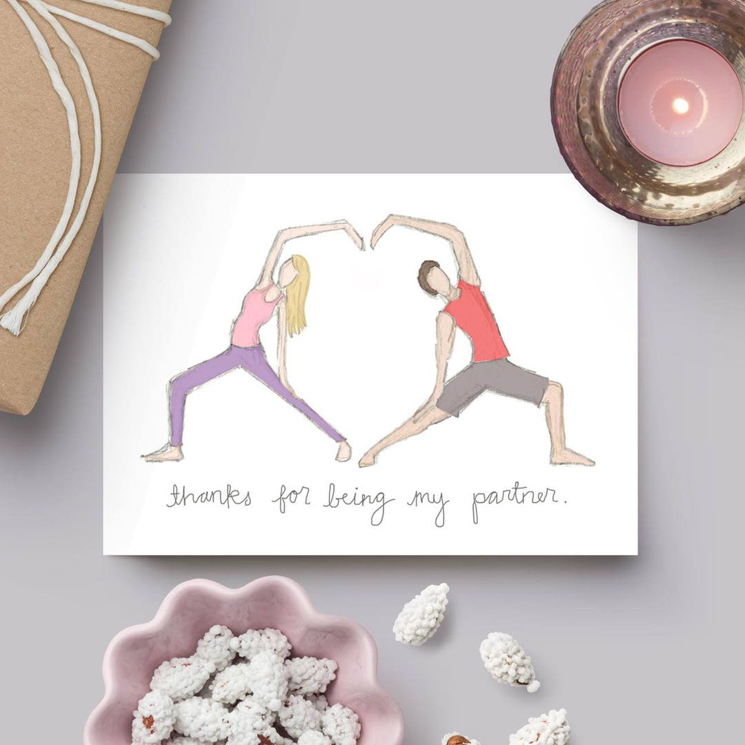 Partner Yoga Valentine's Day Card // Blank Inside // Yoga Valentine ...