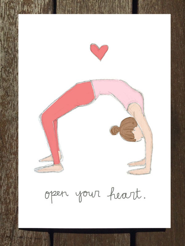 Open Your Heart Yoga Valentine's Day Card // Blank Inside // Yoga ...
