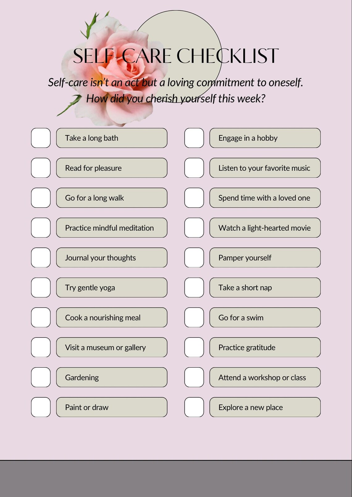 Self Care Checklist - Etsy