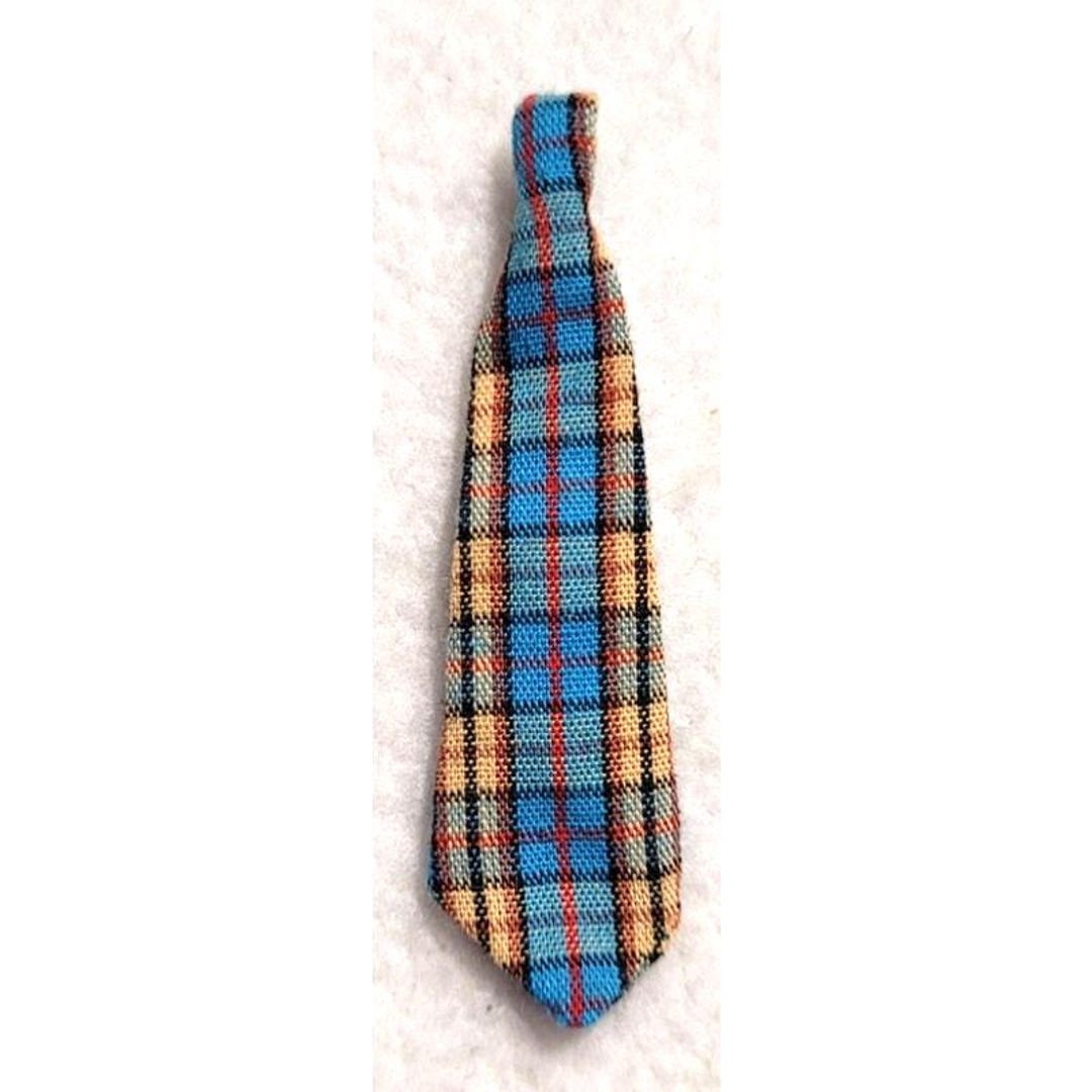 Vintage Barbie Ken Doll Clone Tartan Neck Tie Blue Yellow 1/6 Scale ...