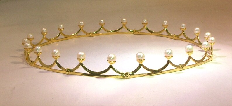 Coronet or Tiara With Pearls Gold-plated Bronze - Etsy