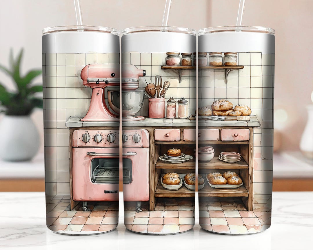 Girly Feminine Pink Bakery Tumbler Wrap, Cooking Girl Kitchen Wrap ...