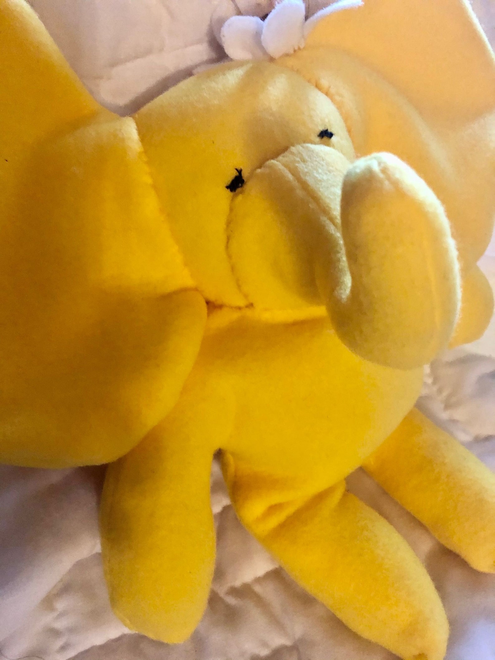 Plush Toy Yellow Baby Elephant Stuffie Named Daisy Handcrafted Stuffed ...