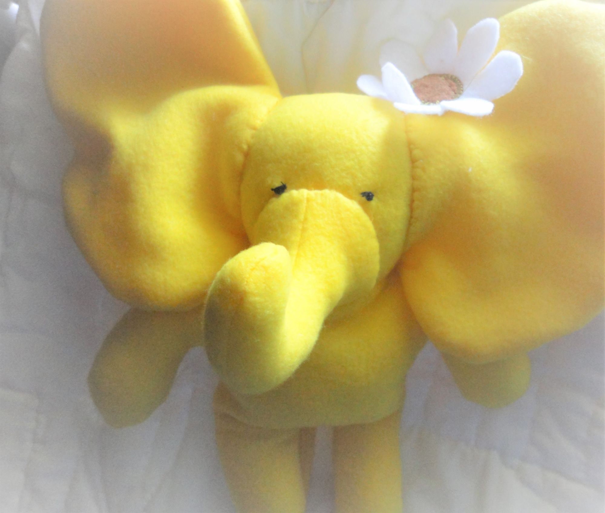 Plush Toy Yellow Baby Elephant Stuffie Named Daisy Handcrafted Stuffed ...