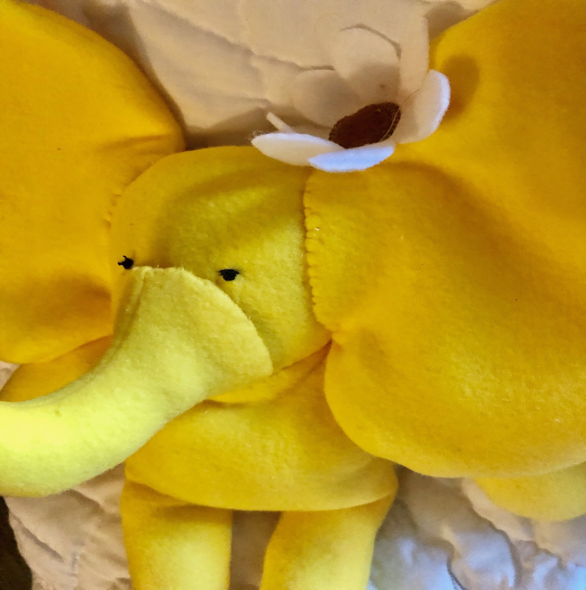 Plush Toy Yellow Baby Elephant Stuffie Named Daisy Handcrafted Stuffed ...