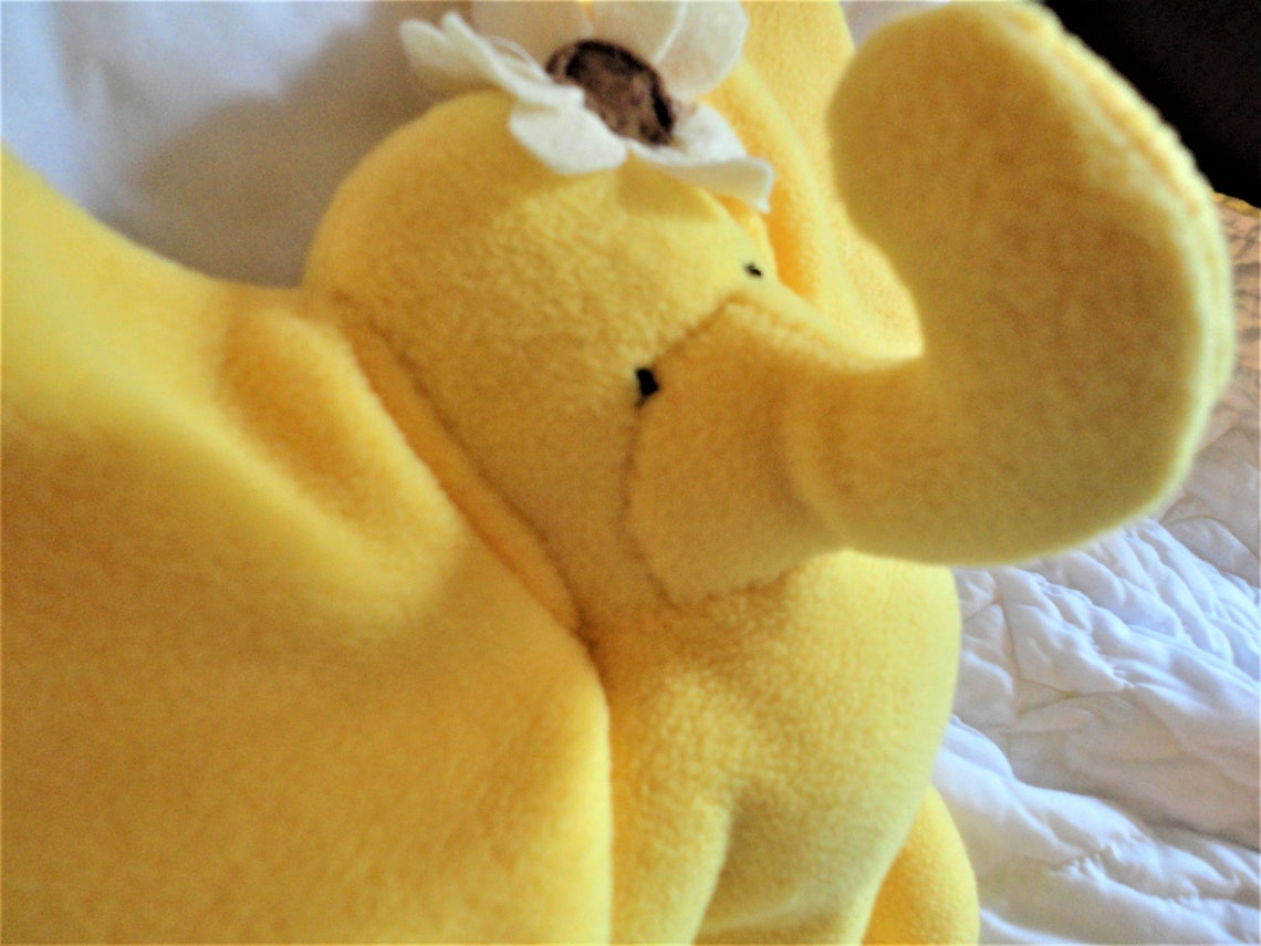 Plush Toy Yellow Baby Elephant Stuffie Named Daisy Handcrafted Stuffed ...