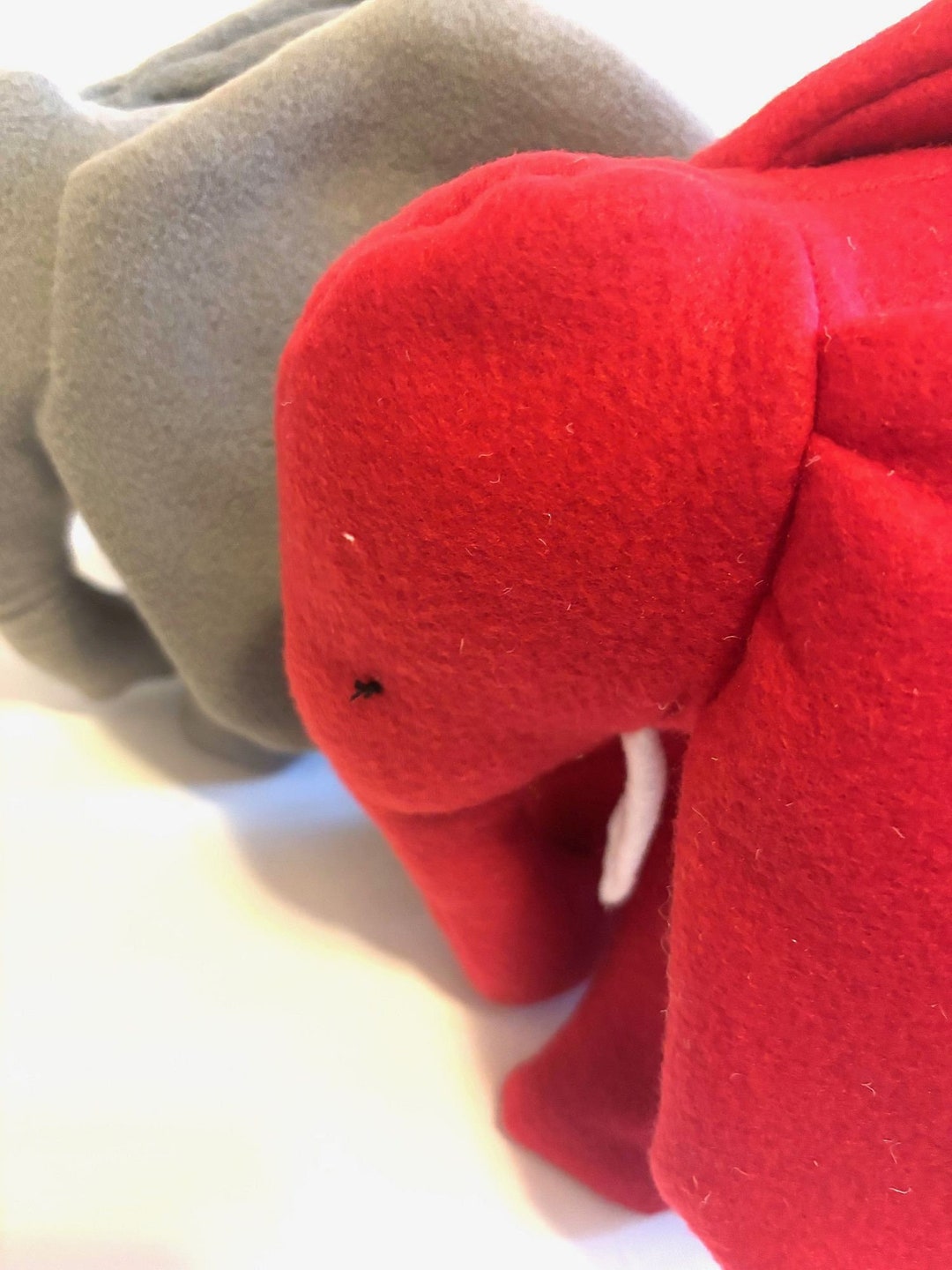 Red Elephant White Tusks Handcrafted Stuffed Animal Washable Soft Plush ...