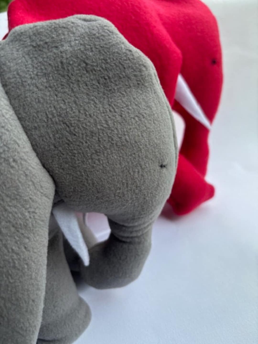 Red Baby Elephant White Tusks Handmade Stuffed Animal Washable Soft ...
