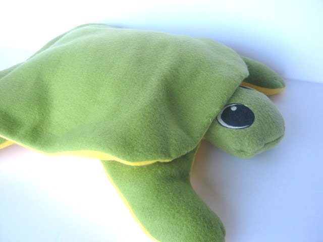 Handcrafted Green Turtle Plush Toy: Embroidered Eyes, Soft Fleece - Etsy