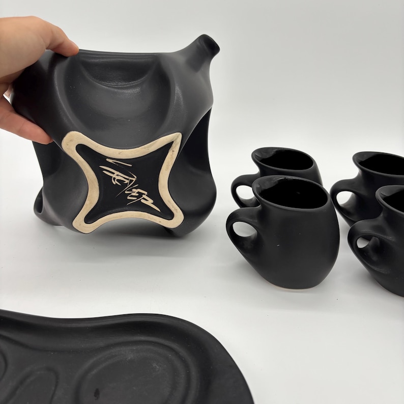 RARE! Peter Saenger Modernist Surrealist Art Nesting Teapot Set Captain ...