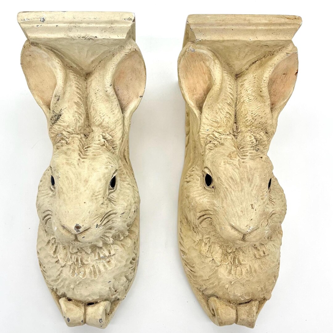 Pair White Rabbit Wall Shelf Sconces Holders Alice in Wonderland Theme ...