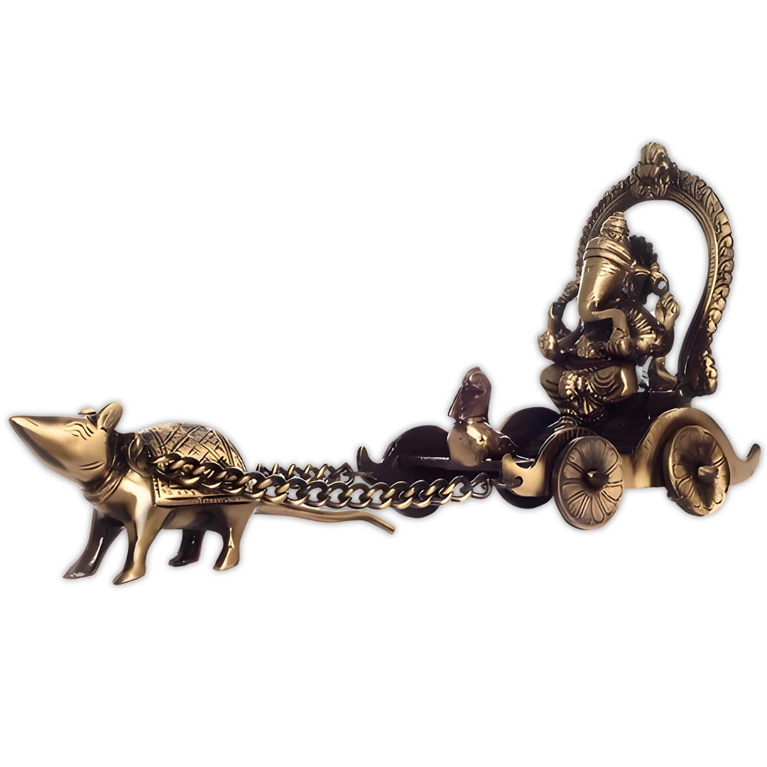 Brass Lord Ganesha Home Decor , Traditional Hindu Furnishing , Rat ...