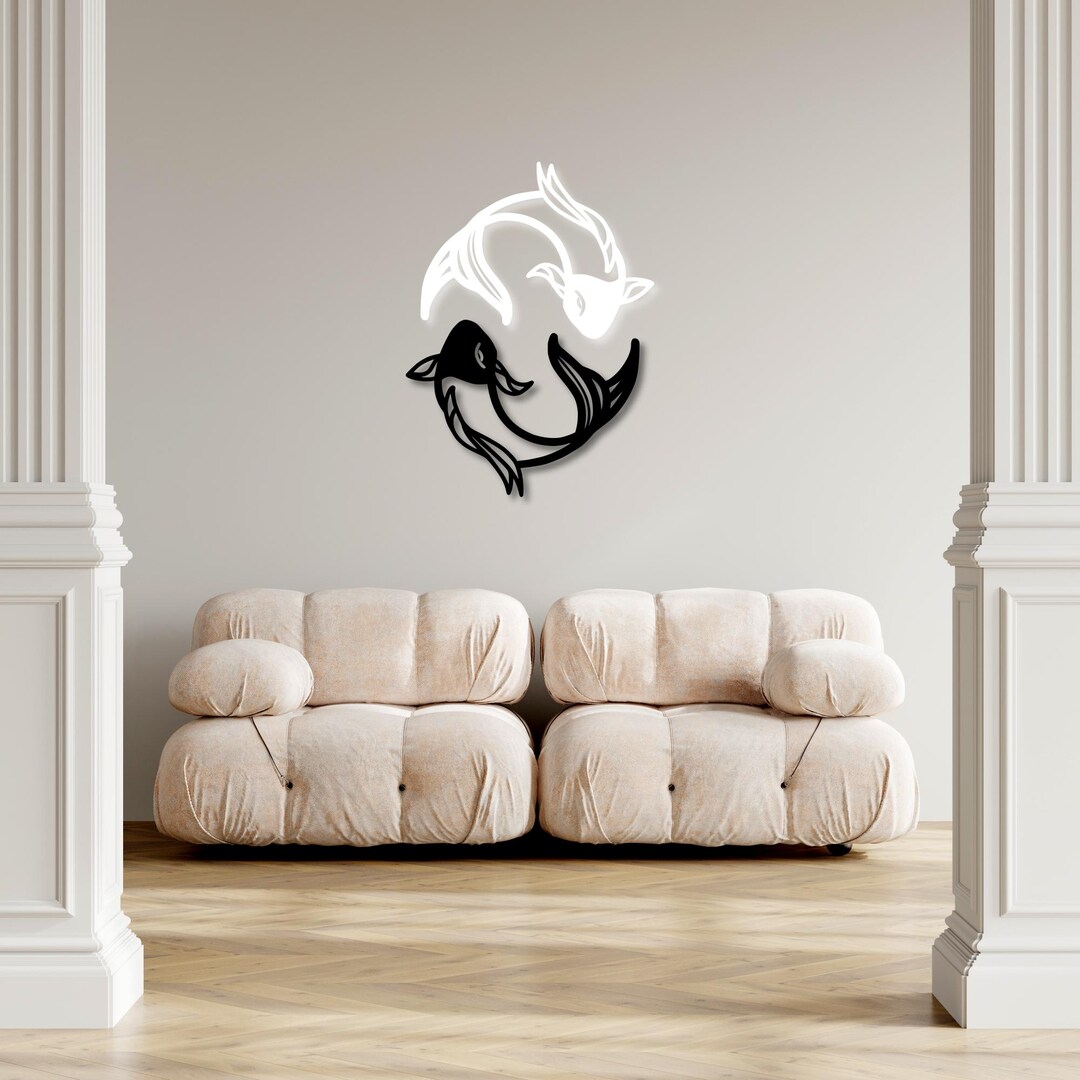 Metal Koi Fish, Koi Fish Wall Decor, Japanese Fish Art, Yin Yang Fish ...