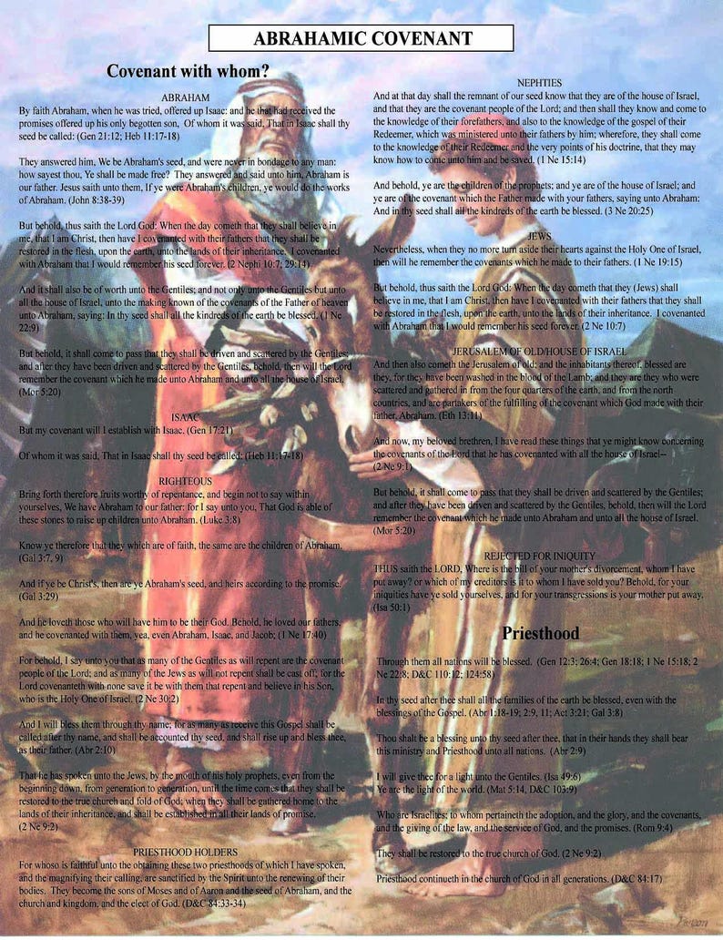 Abrahamic Covenant Chart - Etsy