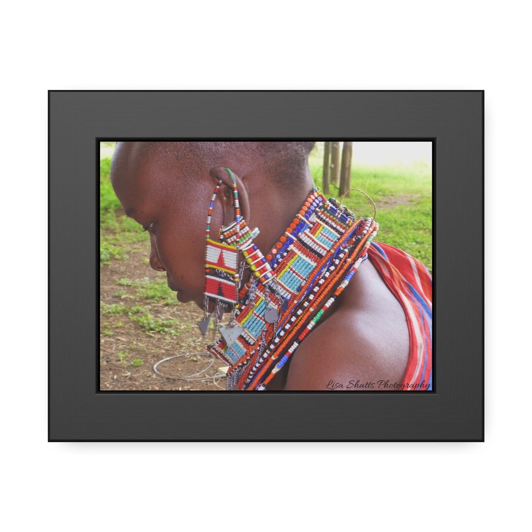 Maasai Tribal African Women in Her Beaded Jewelry, Framed Print, Wall ...