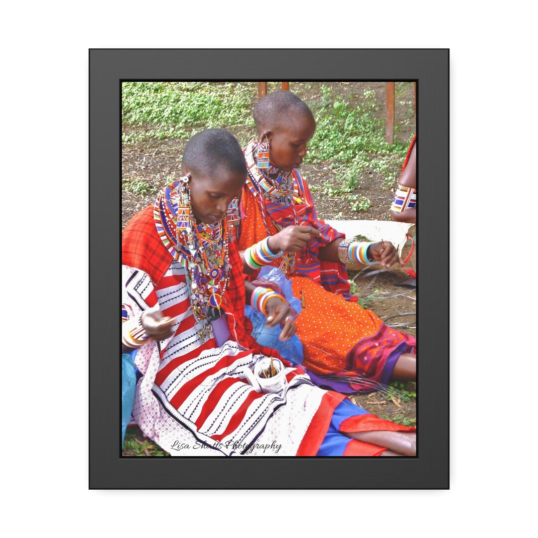 Maasai Women Beading Art: Framed African Tribal Print - Etsy