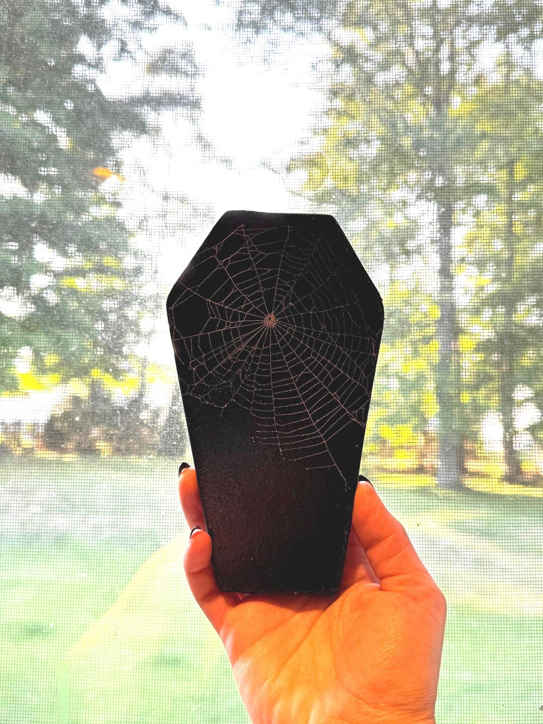 Hand Carved Coffin With Preserved Spiderweb - Etsy