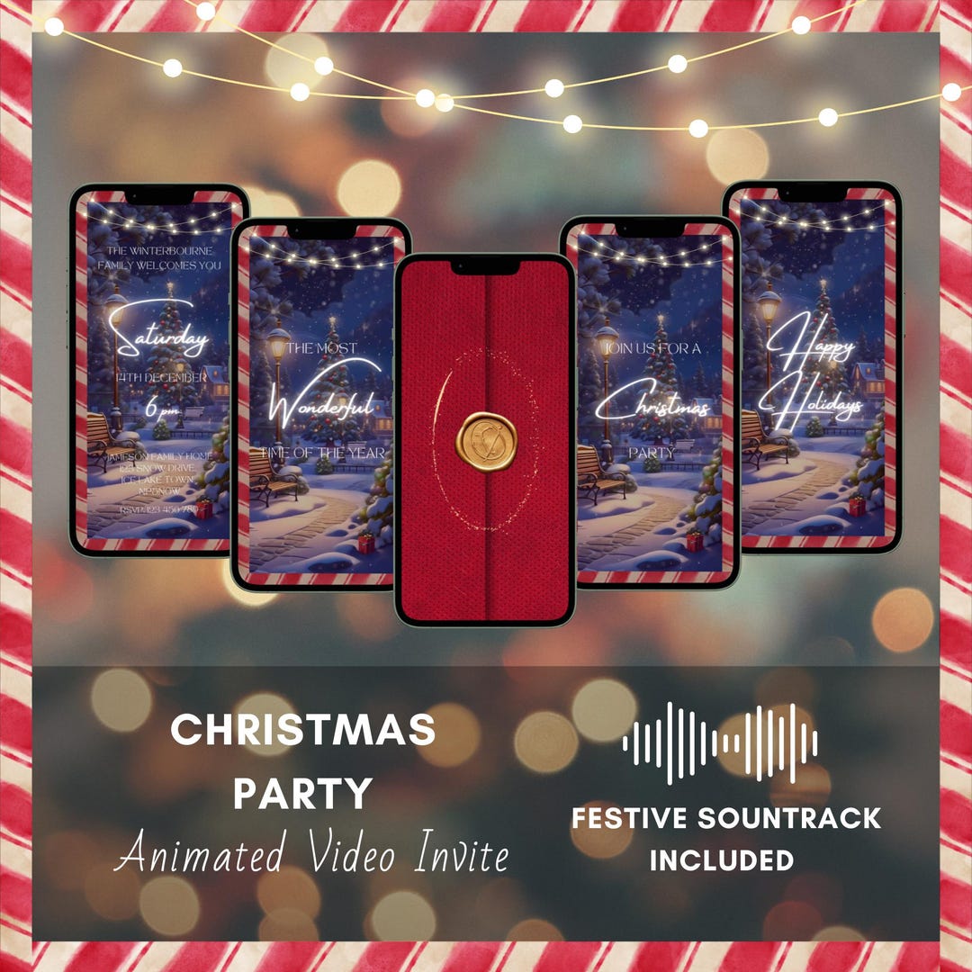 Editable Christmas Party Digital Invitation Animated Digital Holiday