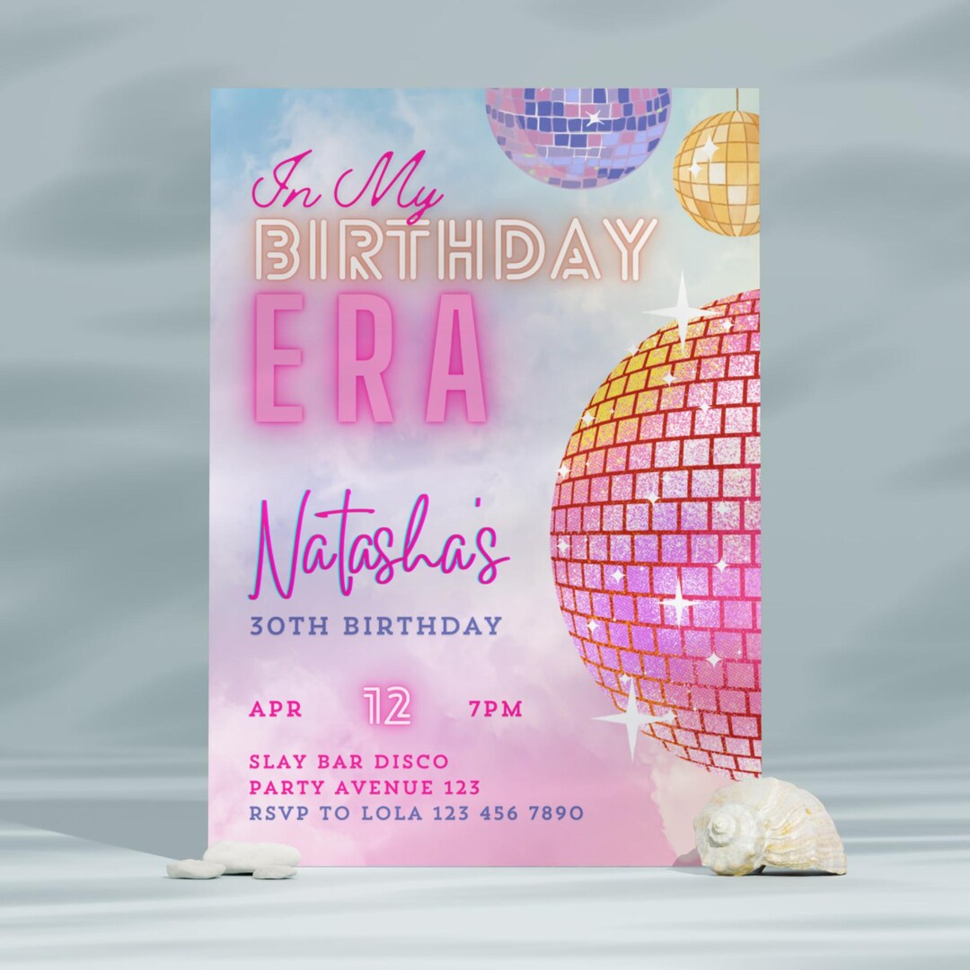 Editable Pink Disco Birthday Invitation | in My Birthday Era Template ...