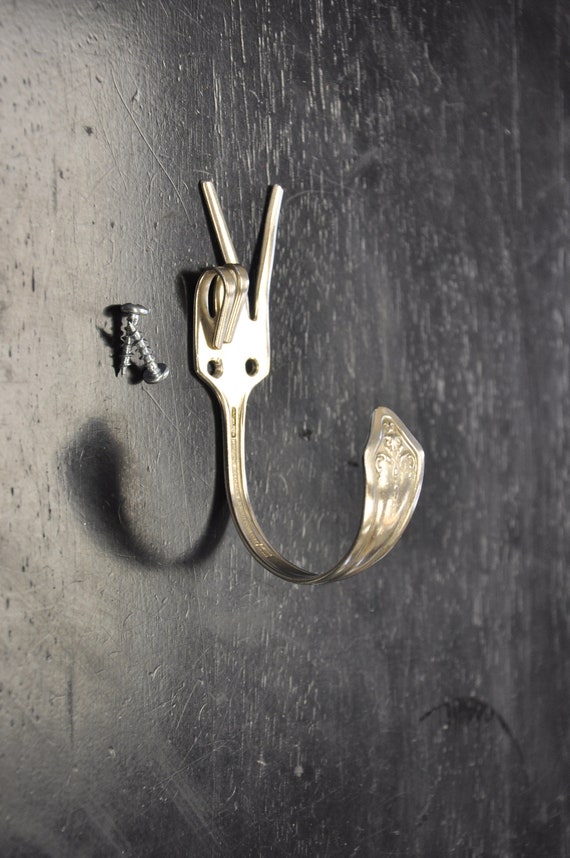 PEACE Fork Hook Vintage Reclaimed Silverware Wall Hanging Hand | Etsy