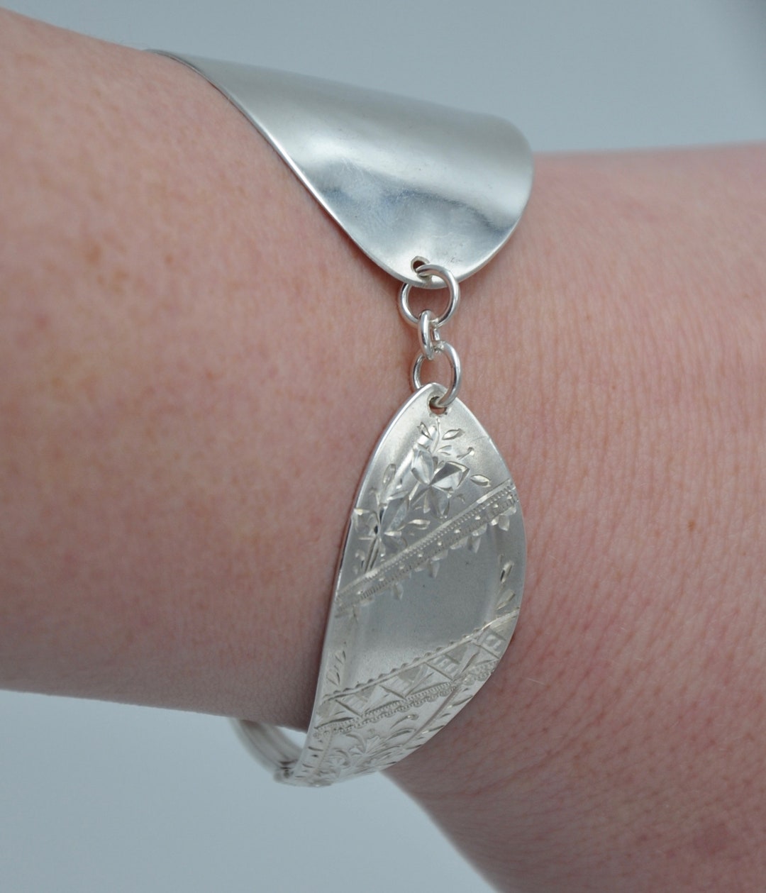 Sterling Silver Spoon Bracelet Antique Vintage Silverware Engraved - Etsy