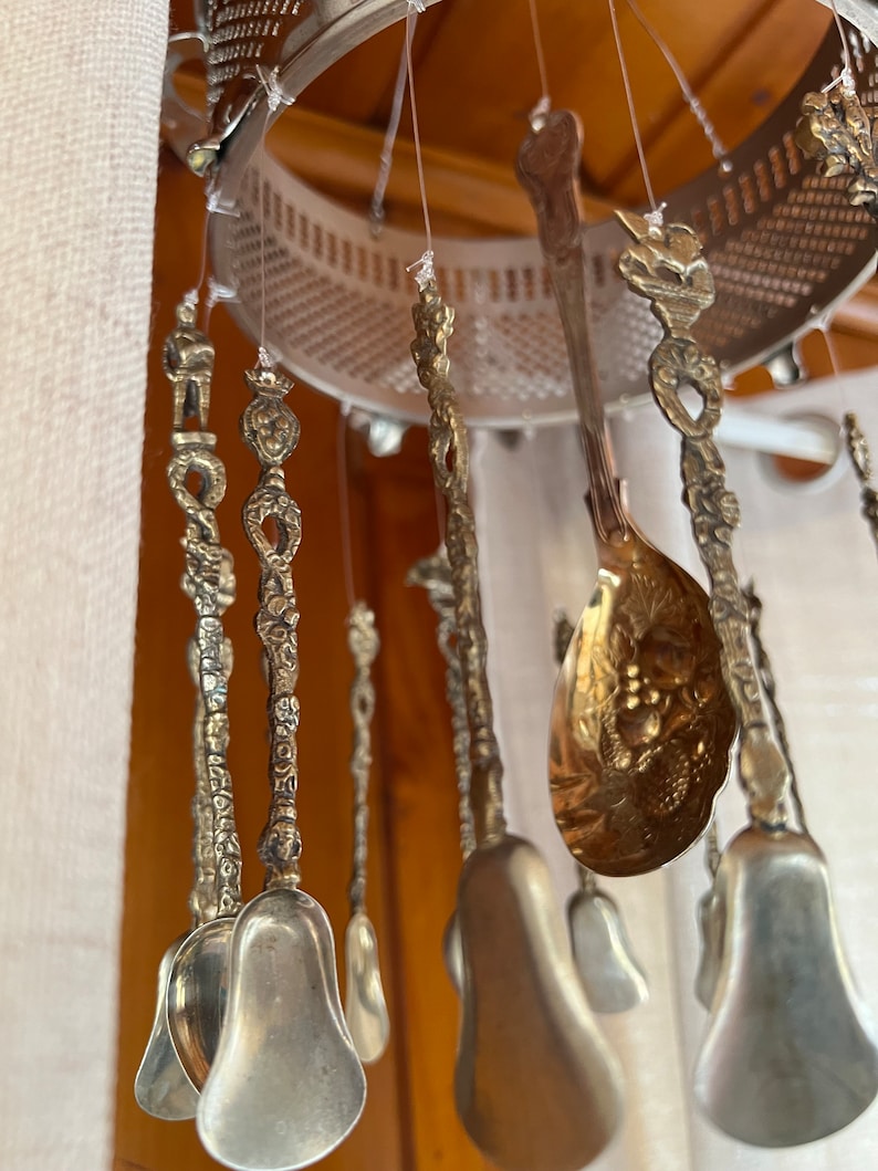 Sculpture Silverware Mobile Hanging Wind Chime Art Decor Vintage ...