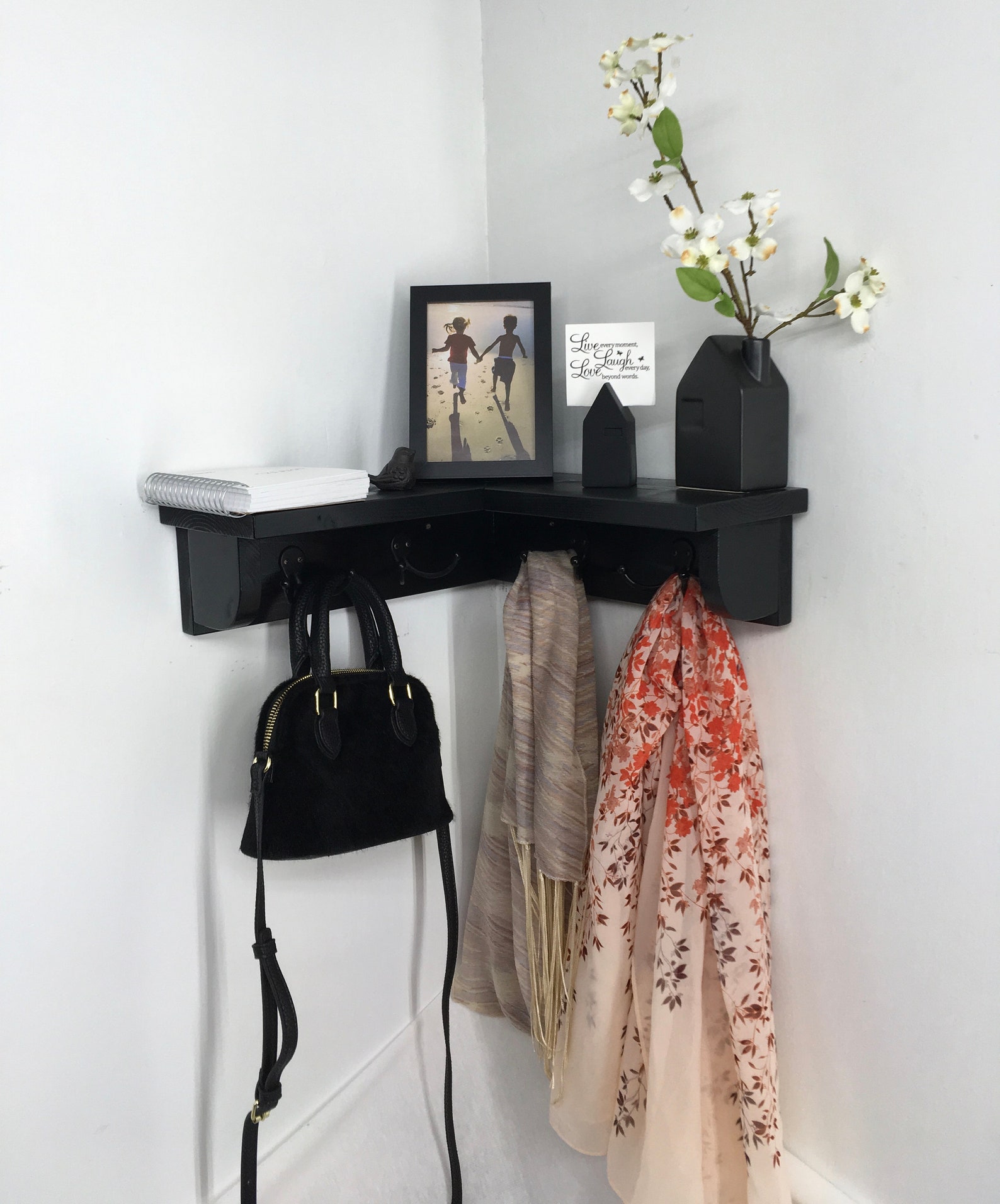 Corner Shelf With 8 Double Garment Hooks 20 Inch Rack in Any Color ...