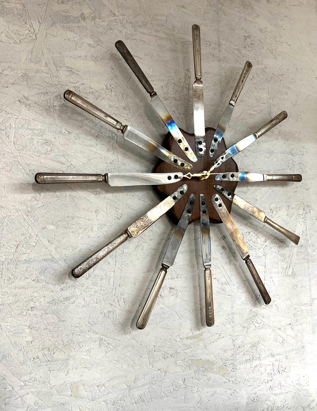 Wall Clock Knives Reclaimed Fun Silverware Art Decor Handmade Vintage ...
