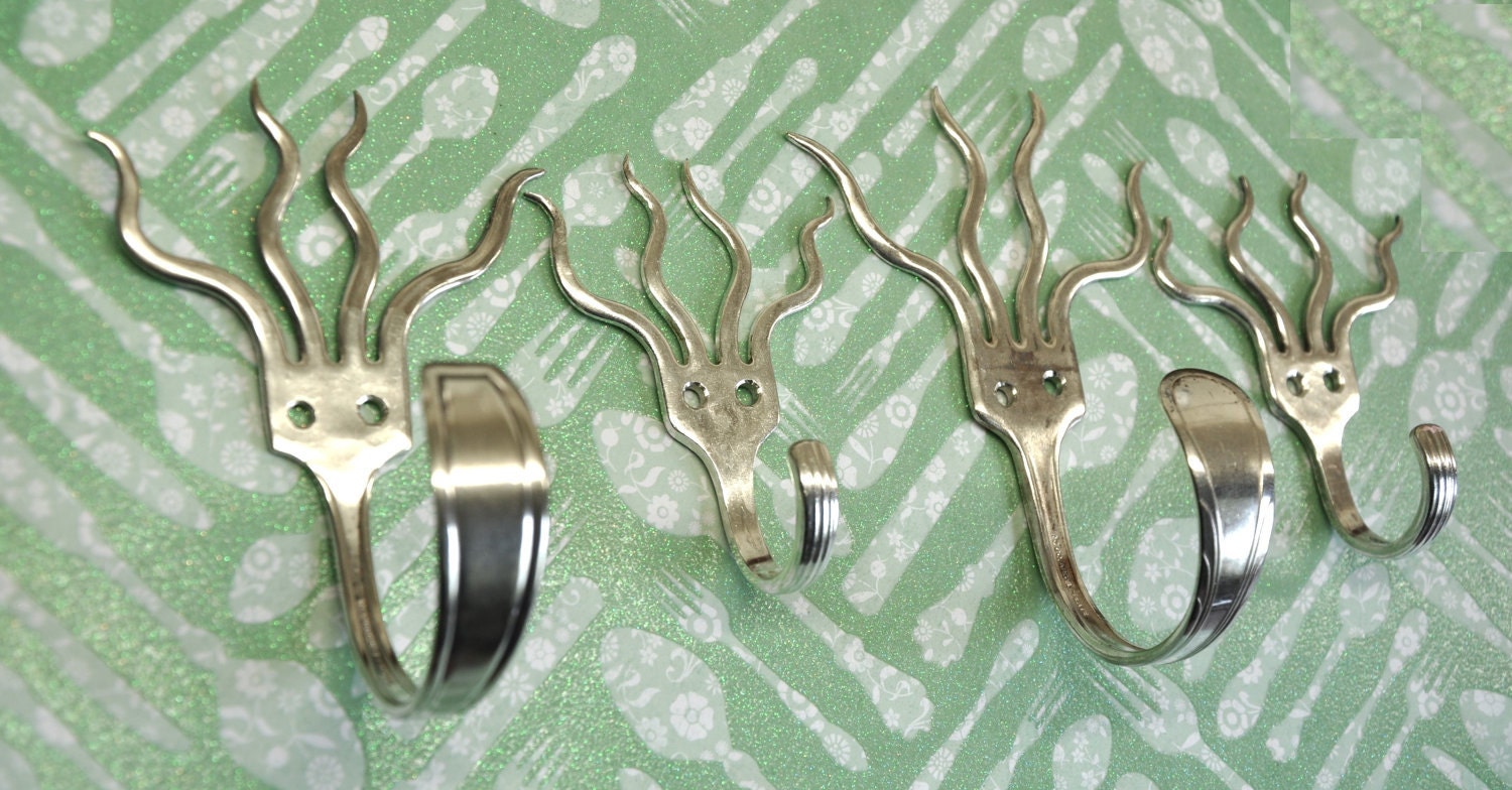 Set of 4 Funky Fork Hooks 2 for Coats and 2 for Keys - Etsy