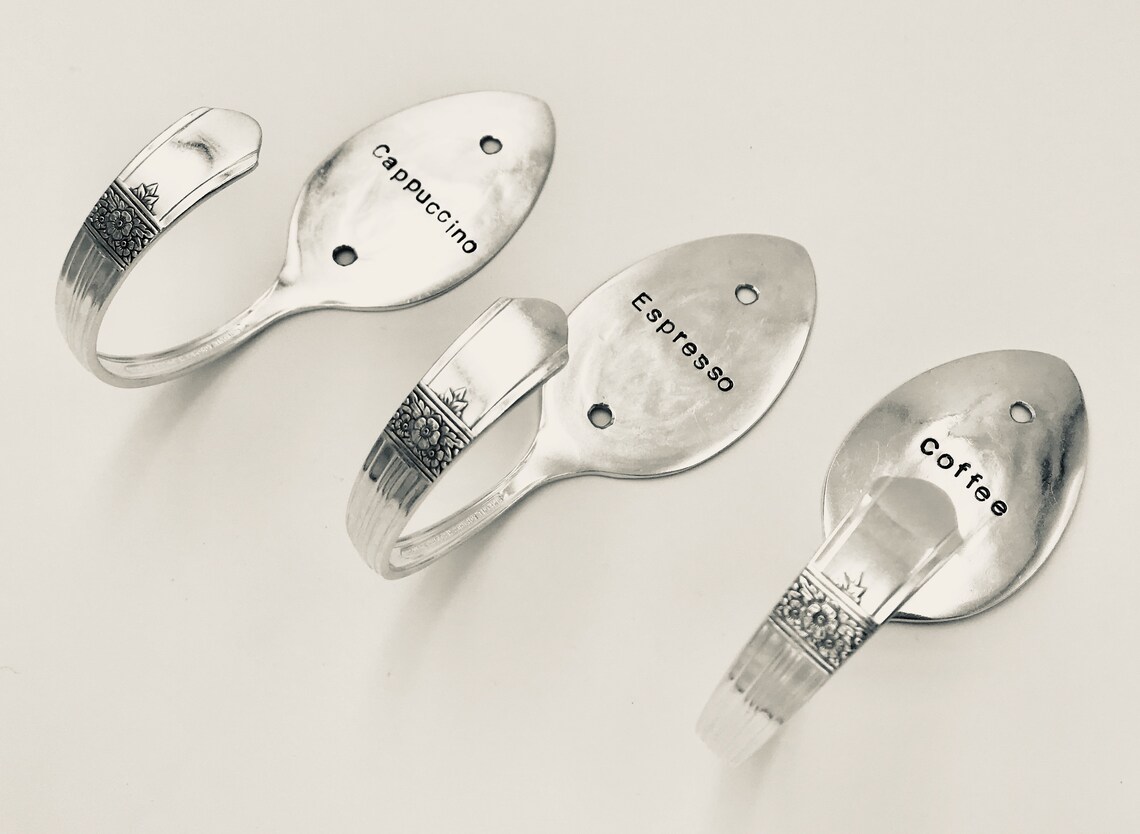 3 Personalized Spoon Hooks Vintage Reclaimed Silverware - Etsy