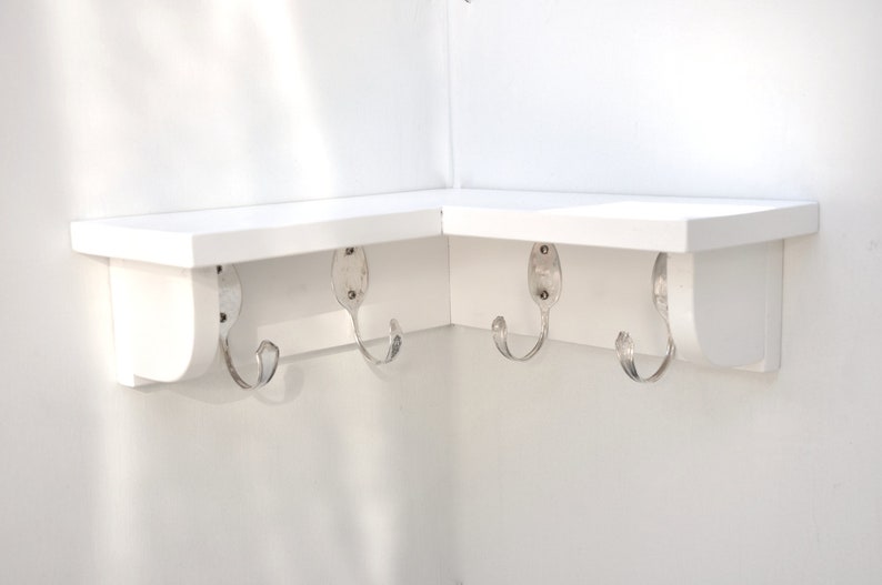 4 Spoon Hooks Coat Rack With Corner Shelf in Any Color Finish - Etsy