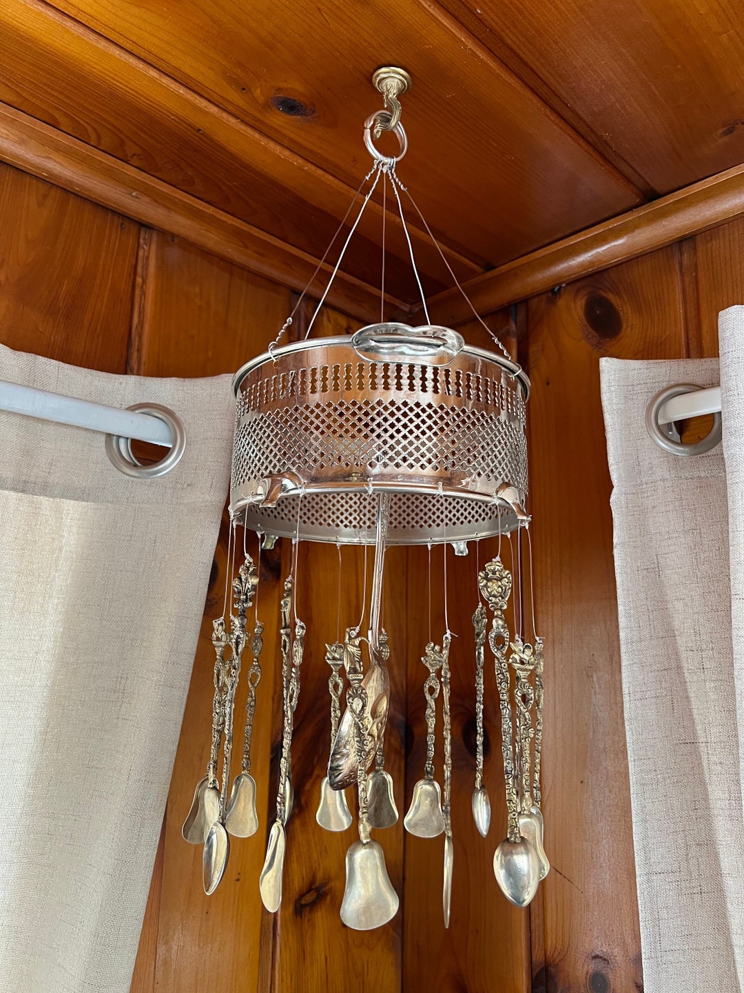 Sculpture Silverware Mobile Hanging Wind Chime Art Decor Vintage ...